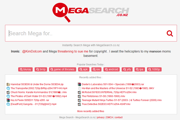 Mega Search es un buscador de enlaces en Mega